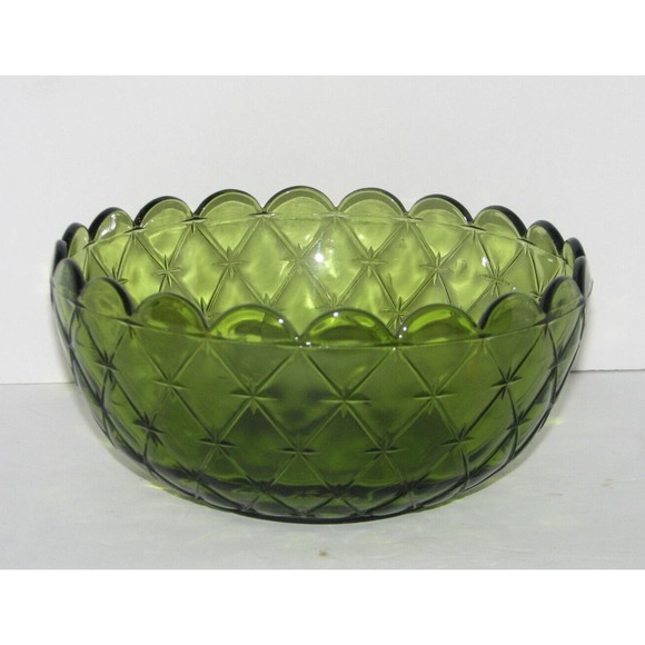Unmarked | Kitchen | Vintage Depression Glass Green Bowl Diamond ...